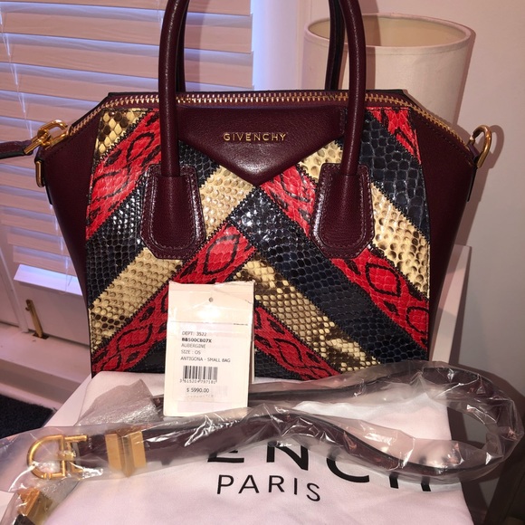 Givenchy | Bags | Nwt Givenchy Small Python Antigona In Aubergine | Poshmark